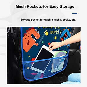 2 Pack Car Kick Mats, Back Seat Protector for Kids Child Car Seat Back Organizers with Multi Pockets Clear Holder Universal Back Seat Cover for Upholstery from Dirt, Mud, Scratches (2 PACK A)