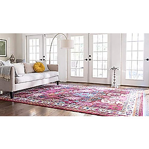 Rugs.com Fleur Collection Rug – 8' x 11' Multi Medium-Pile Rug Perfect for Living Rooms, Large Dining Rooms, Open Floorplans