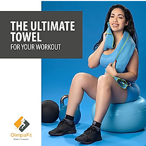 OlimpiaFit Quick Dry Towel - 3 Size Pack of Lightweight Microfiber Travel Towels w/Bag - Fast Drying Towel Set for Camping, Beach, Gym, Backpacking, Sports, Yoga & Swim Use﻿