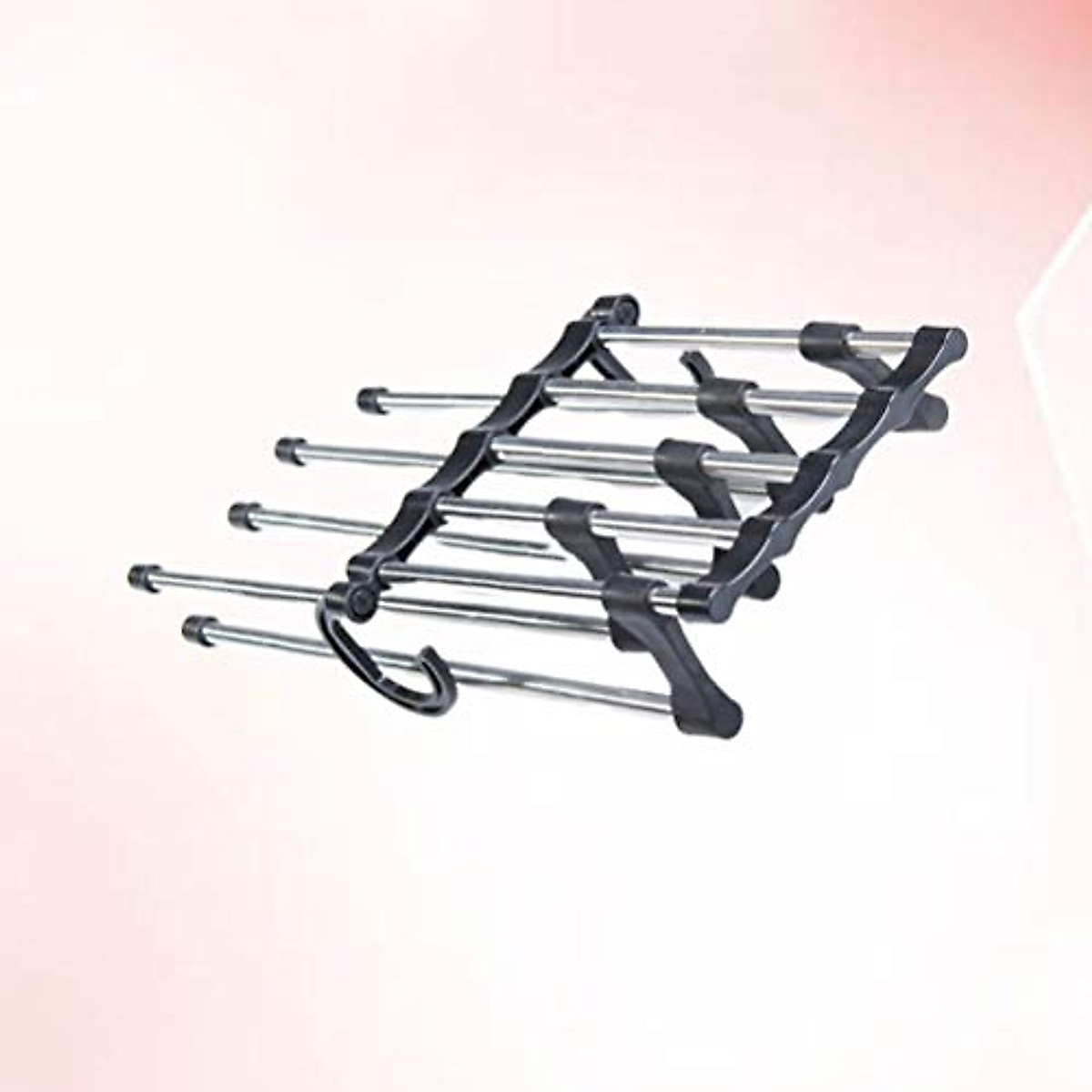 TOPBATHY Hook Hanger Retractable Pants Hangers 5 Layers Stainless Steel Non Slip Pants Hangers Space Saving Clothes Slack Hangers Black Coat Hangers