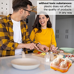 BIOPRONEXT Plastic Egg Container for Refrigerator - Shockproof 4 Grid Fresh Egg Storage Box - Stackable Egg Holder for Fridge or Camping - Reusable Egg Carton - Portable Egg Holders for Fresh Eggs