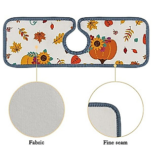 Kitchen Faucet Mat Splash Guard 3 Pieces Autumn Orange Pumpkins Sunflowers Absorbent Faucet Sink for Bathroom Counter,Faucet Counter Water Stains Preventer Drip Catcher