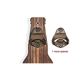 SODUKU Vintage Wooden Wall Mounted Bottle Opener with Cap Catcher for Beer Lovers