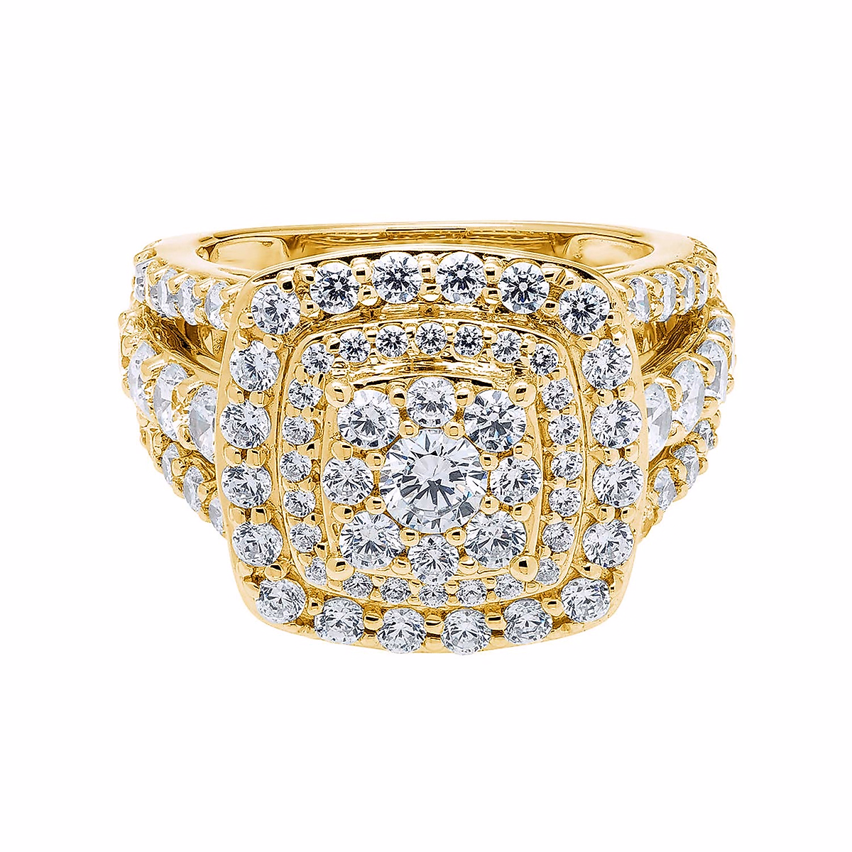 MOTIEL Moissanite Engagement Ring for Women,3ct.tw. Round Cut Moissanite Bridal Ring Sterling Silver 10k 14k 18k Gold Ring Wedding Ring Promise Ring for Her Jewelry Gift-yellow gold