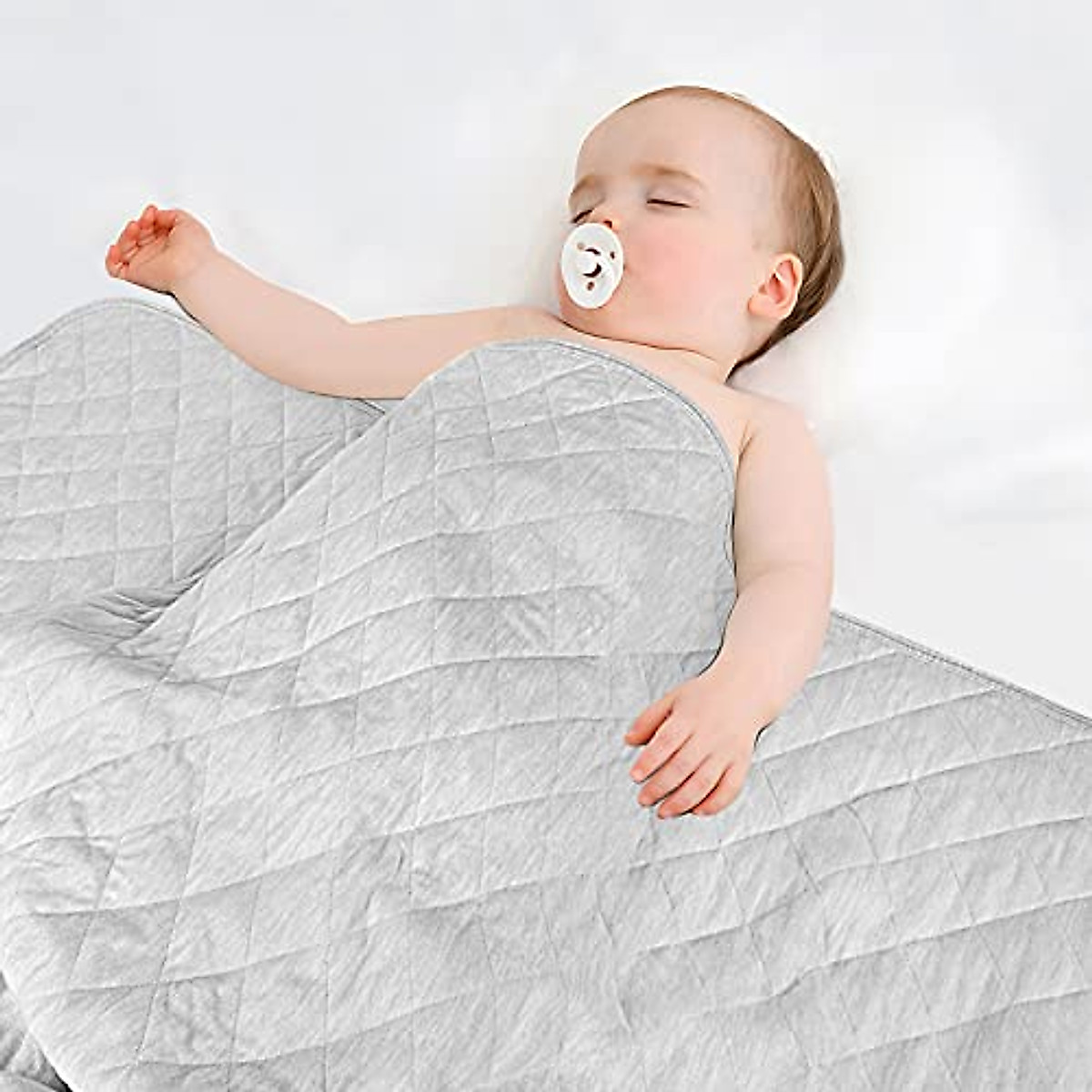 Zenssia Organic Cotton Baby Blanket Warm, Breathable and Super Soft Quilted Toddler Blanket for Boys and Girls - Thermal Crib Blanket Thick and Light Weight 39''x47'' Large - Gray