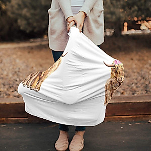 Lovely Highland Cow with Baby Baby Nursing Cover for Breastfeeding, Mother's Day Breathable Stretchy Nursing Scarf Carseat Canopy for Boys or Girls Stroller Car Seat Covers Animal and Flowers