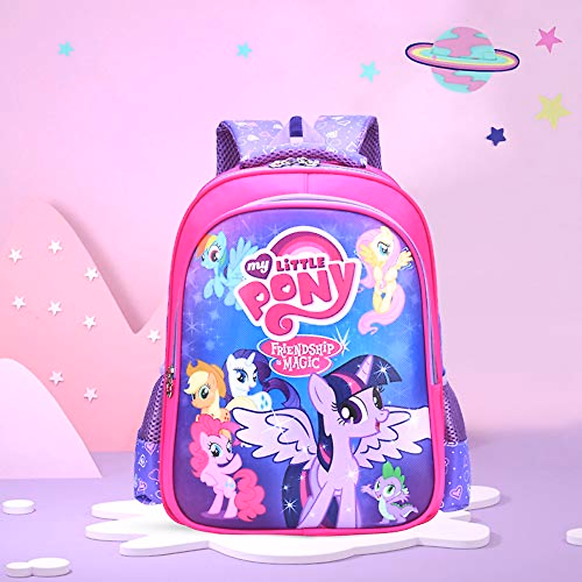 MY L. Pony Backpacks Bookbag Cute Pony Princess Style School Book Waterproof Multi Storey Bags