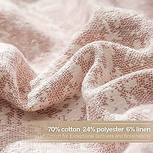 Cotton Fringed and Striped Throw Blanket for Bed, Couch,Knit Woven with Tassels Soft Lightweight Cozy Blanket Scarf Shawl Farmhouse Decoration for All-Season (Pink)