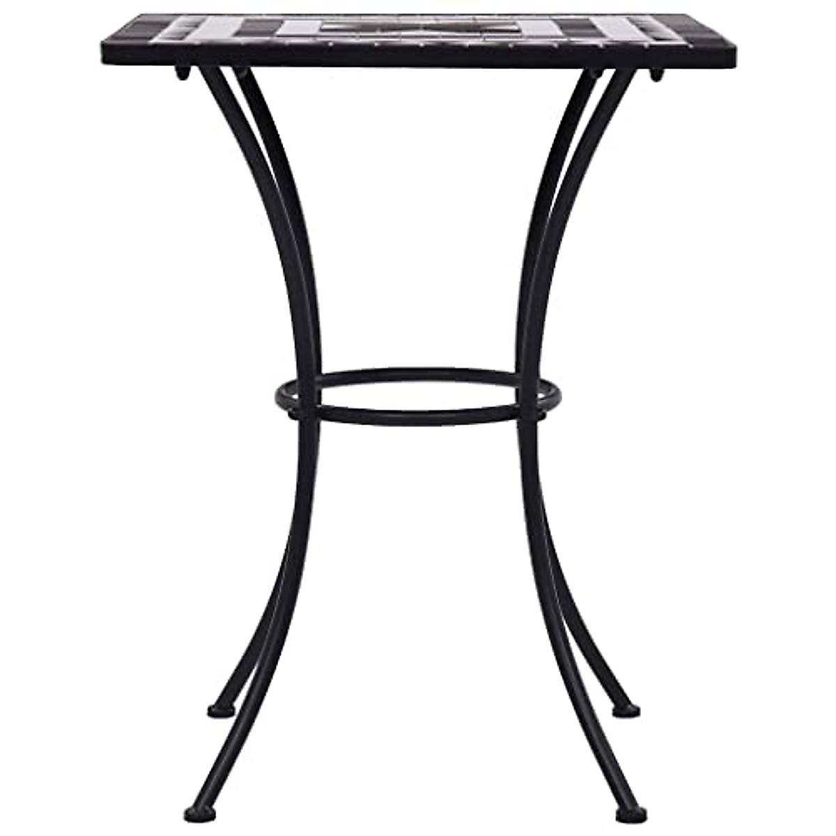 CHARMMA Mosaic Bistro Tables,Ceramic Table Top Metal Frame for Porch Beach Patio Garden Balcony Poolside,Plant Stand,Square with Black,23.6"