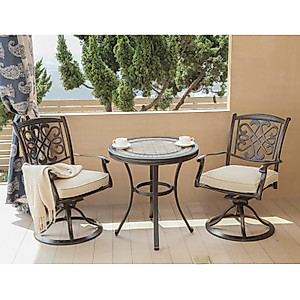 DALI 3 Piece Bistro Set, Handmade Contemporary Round Table Patio Glider Chairs Garden Backyard Outdoor Furniture