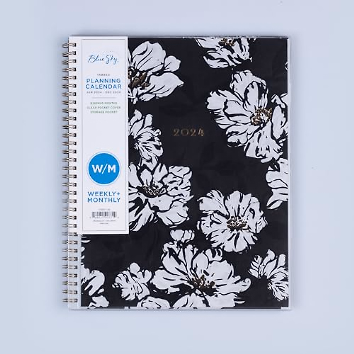 Blue Sky 2024 Weekly and Monthly Planner, January - December, 8.5" x 11", Clear Pocket Cover, Wirebound, Baccara Dark (110211-24)