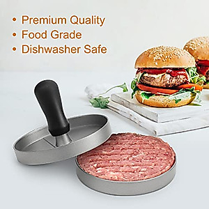 TACGEA Burger Press with 150 Patty Papers, Non-Stick Hamburger Patty Maker with Wax Paper, Aluminum Burger Maker for Kitchen BBQ Grill