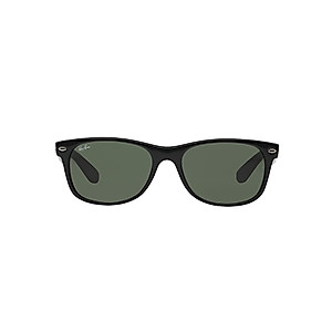 Ray-Ban RB2132 New Wayfarer Sunglasses + Vision Group Accessories Bundle, unisex-adult (Black/Crystal Green,58)
