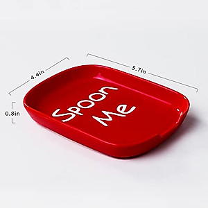 Lareina Ceramic Spoon Rest For Stove Top - Spoon Holder For Kitchen Counter Top, Heat-Resistant Cooking Utensil Rest, Cute Spoon Rest, Modern Farmhouse Kitchen Decor, Red