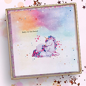 Pillow and Toast Baby Memory Book First Time Mom, Baby Books First Year Memory Book for Girls Unicorn Gift, Minimalist Baby Keepsake Journal with Pregnancy Scrapbook Postcard