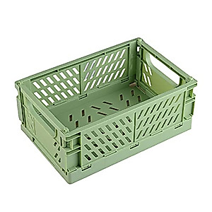 Storage Basket Collapsible Large Capacity Plastic Foldable Home Crate Box for Daily Used Valentine's Day/Mother's Day/Wedding/Anniversary/Party/Graduation/Christmas/Birthday Gifts - Green L