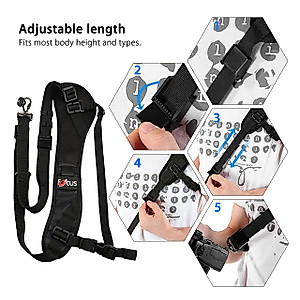 Fotasy Ergonomic Design Camera Sling Strap, Adjustable Camera Neck Strap, w/Quick Release and Safety Tether, Compatible with Canon Fujifilm Nikon Olympus Panasonic Pentax Sony Cameras