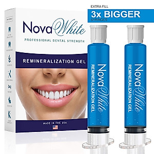 NovaWhite Remineralization Gel – (2) Extra Large Syringes, 2 Mouth Trays, Reduces Teeth Sensitivity, Strengthens Tooth Enamel, Sensitivity Treatment, Remineralizing & Desensitizing Sensitive Teeth