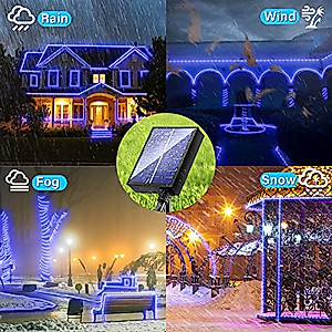 Solar Rope Lights Outdoor Waterproof LED - 200 LED Solar Rope String Lights, 72FT 8 Modes with Remote Flexible Solar Tube String Lights for Garden Patio Fence Balcony Pool Trampoline Party