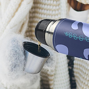 Stainless Steel Leather Vacuum Insulated Mug Seaweed Thermos Water Bottle for Hot and Cold Drinks Kids Adults 16 Oz