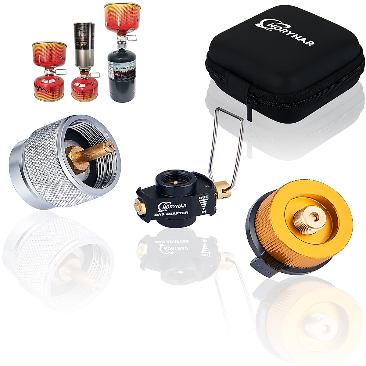 Horynar Gas Refill Adapter Butane Refill Adapter Save More Money Isobutane Fuel Canister / 8 OZ Butane Refill Propane Tank 16 OZ Adapter EN417 Valve Canister Shifter