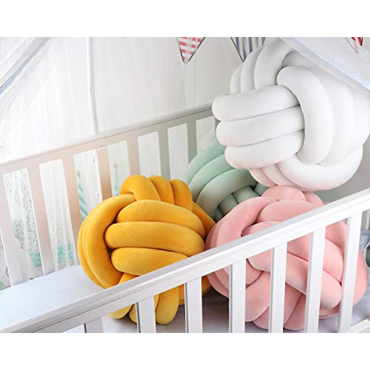 Knot Pillow Ball-Shaped Decorative Throw Pillows,Peal Pink 27cm Cute Couch Cushion Knotted Plush Pillow Suitable for Living Room Bed Decoration Handmade Braided Throw Pillows