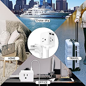 Power Strip with USB, Wonplug Power Strip Surge Protector 5Ft Extension Cord with 4 AC Outlets & 2 USB,Wide Spaced Plug Outlet Extender Overload Protection Compact for Home Office Desk Cruise Ship