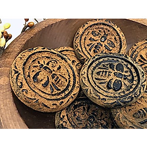 Blackened Beeswax Honey Bee Rounds Cinnamon Scented with Cinnamon Powder Rub - American Folk Art Primitive Melts Tarts Bowl Fillers