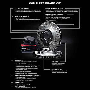 R1 Concepts Front Brakes and Rotors Kit |Front Brake Pads| Brake Rotors and Pads| Optimum OEp Brake Pads and Rotors| Hardware Kit WGUH1-42015