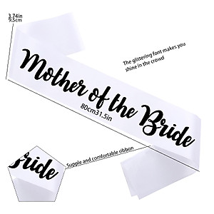 Mother of the Bride Sash and Mother of the Groom Sash, Black Bachelorette Party Sashes for Bridal Shower Supplies Wedding Accessories for Mother