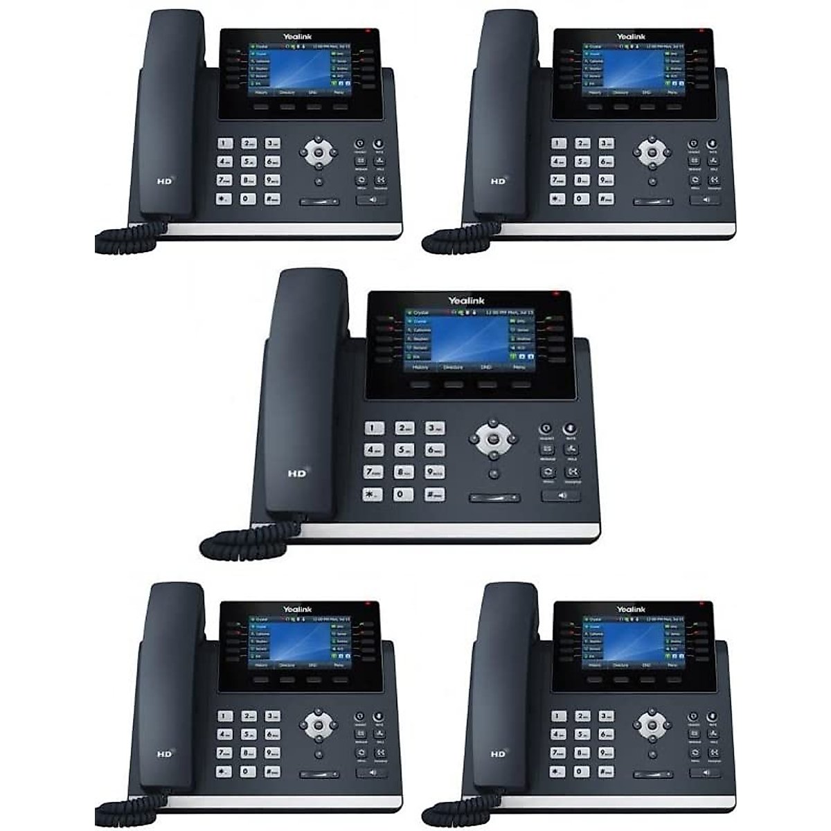 Yealink SIP-T46U IP Phone [5 Pack] 16 VoIP Accounts. 4.3-Inch Color Display. Dual USB 2.0, Dual-Port Gigabit Ethernet, 802.3af PoE, Power Adapter Not Included