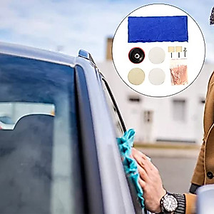 Tookie Car Glass Polishing Set, 9pcs/Set Car Cerium Oxide Powder Glass Polishing Set, Abrasive Discs Polish Pad Felt Polishing Wheel Scratch Removal Set for Windscreen and Glass(as Shown)