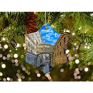 Personalized Ornaments Italy Bridge of Sighs Venice Christmas Ornament Porcelain Double Sided Snowflake Souvenirs Farmhouse Home Living Room Decor Can be Given on Keepsake for Couples Present