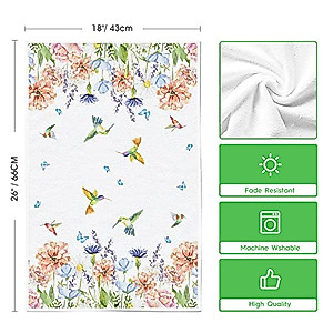 Artoid Mode Anemone Flower Hummingbird Kitchen Towels Dish Towels, 18x26 Inch Seasonal Spring Summer Wild Floral Holiday Decoration Hand Towels Set of 2
