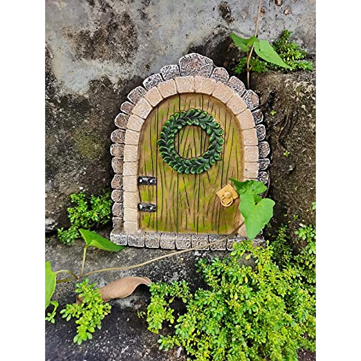 MUAMAX Fairy Garden Door Accessories Miniature Fairy Doors Wall Indoor/Outdoor Mystical Door for Tree Trunk (Brown)