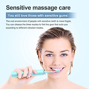 Sonic Electric Toothbrush, 3 Modes Rechargeable Tooth Brush with 8 Dupont Bristles, Smart Timer, Whitening Electric Toothbrushes for Adults and Kids (Green)