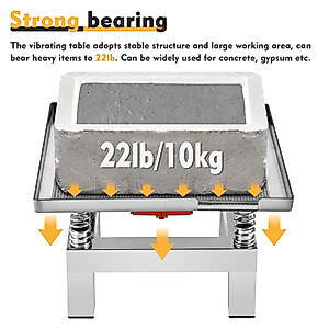 Concrete Vibration Table 13.8x13.8“ Vibrating Test Bench Model Plaster Shaker with Cloth Mat, Stainless Steel Vibrating Table for Concrete Molds Resin 110V