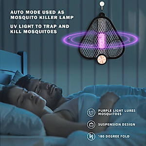 Electric Fly Swatter Racket, 4 in 1 Multifunctional Foldable Wall Mounted Electric Fly Swatter, USB Rechargeable Mosquito Zapper with 3-Layer Safety Mesh, Bug Zapper (1PC)