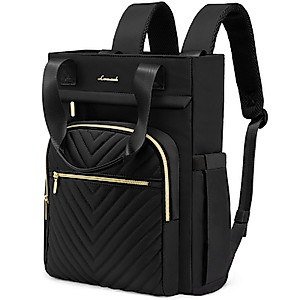 LOVEVOOK Laptop Backpack for Women, 15.6 Inch Work Business Laptop Bag, Wide Top Open Teacher Nurse Bag with USB Port, Waterproof Computer Backpack Purse for travel, Black