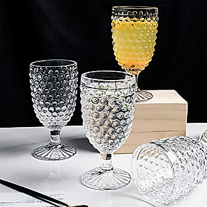 G Hobnail Iced Tea Beverage Goblets 13 oz. set of 6 Premiun Glass Set for Wine Soda Juice Water Perfect for Dinner Parties Bars Restaurants Everyday use (Clear, Goblet)