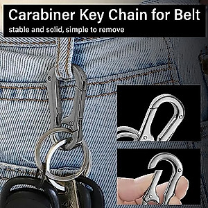 Anewsun Keychain 3 Pieces Metal Car Fob Key Chain Holder Clip, Carabiner Key Chain Ring Holder for Belt, Quick Release Keychain Clip for Men & Women, Gunmetal…