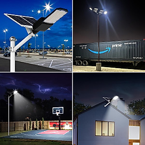 LANGY Solar Street Light 800W Solar Street Lights 80000LM Outdoor IP67 Waterproof Solar Powered Led Street Light Dusk to Dawn Commercial Solar Parking Lot Lights for Yard Garden Stadium