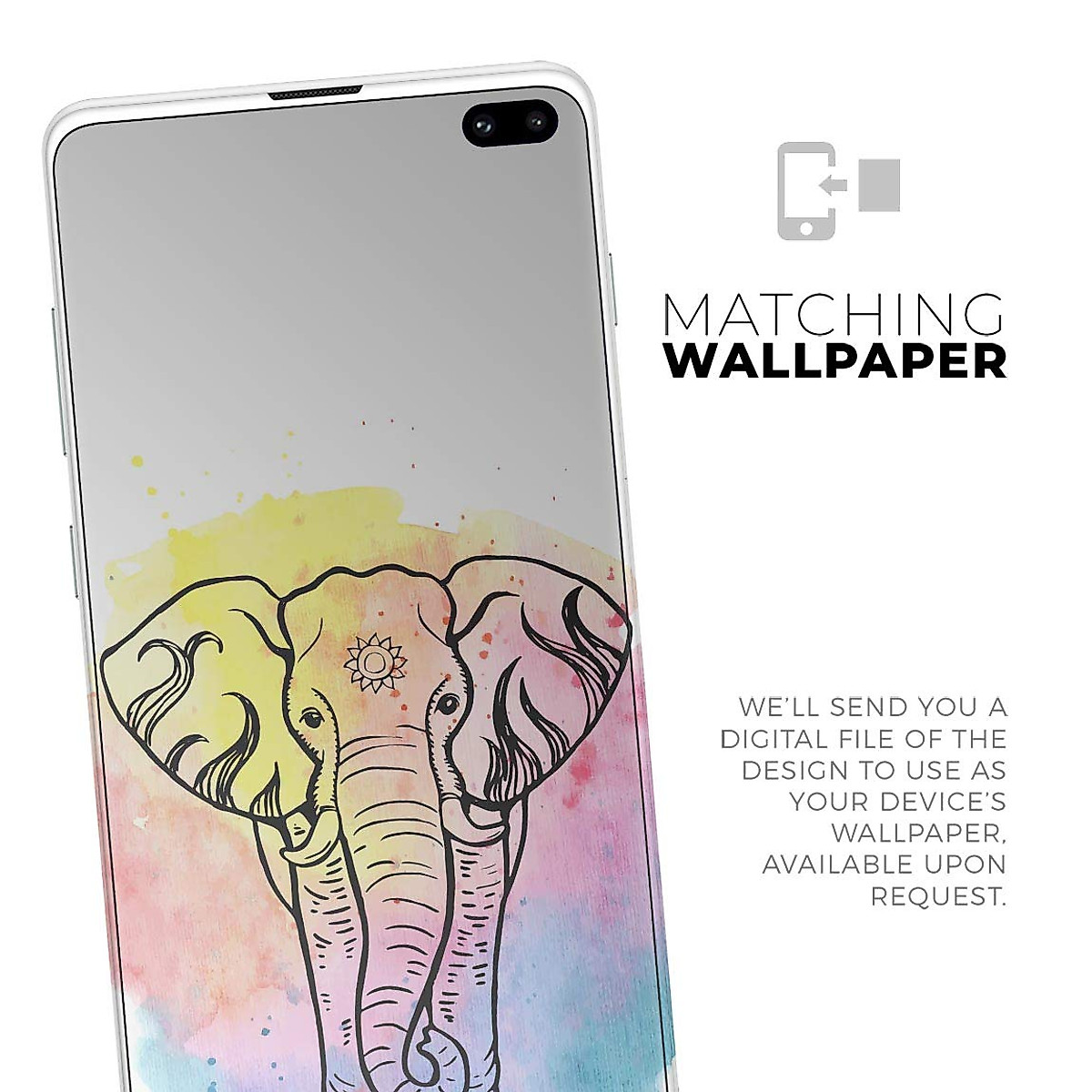 DesignSkinz Sacred Elephant Watercolor Protective Vinyl Decal Wrap Skin Cover Compatible with The Samsung Galaxy S20 (Screen Trim & Back Glass Skin)