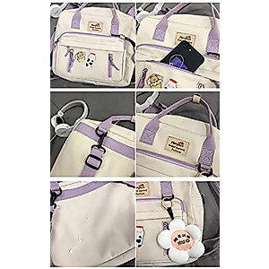 Kawaii Backpack with Kawaii Pin and Accessories Cute Tote Bag with Flower Accessories Pins Laptop Bag (A-Blue)