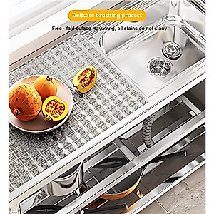 Large Single Bowl Sink Commercial Kitchen Washing Sink Free Standing Restaurant Sink Station Industrial Garage Sink w/Workbench & Storage Shelves (100cm/39.3in,Package A)