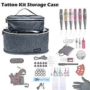 ELCUPA Tattoo Kit Organizer Case-Tattoo Ink Storage-Tattoo Supplies Carrying Bag Portable-Holds 30 Bottles-Tattoo Kits Bag, Grey, BAG ONLY, Patent Pending