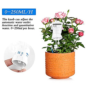 4Pcs Plant Drip Irrigation Bag, Plant Self Automatic Plant Watering System 350ml Watering Bag, with Metal Support Rod Self Watering Devices Small Funnel and Adjustable Valve Switch, for Indoor Outdoor