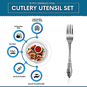 Bistras Dinner Forks, Stainless Steel Table Forks, Flatware (Set of 12) (Forks)