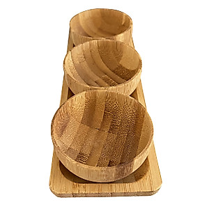 Nature's Kitchen Small Bamboo Pinch Bowls Dip Bowls Condiment Cups - Mini Wood Bowls for Salt Cellar, Spices, Dipping Sauce, Soy Sauce Dish, Nuts, Candy, Appetizers