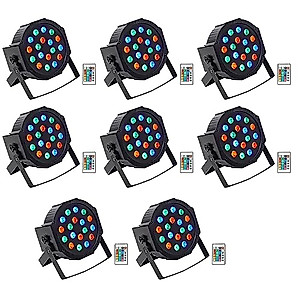 (8) Rockville Battery PAR 50 Rechargeable LED DMX DJ Club Wash Up-Lights+Remote